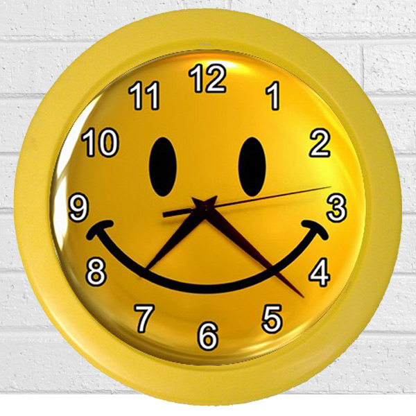 Retro Yellow Smiley Face Wall Clock Personalized on Luulla